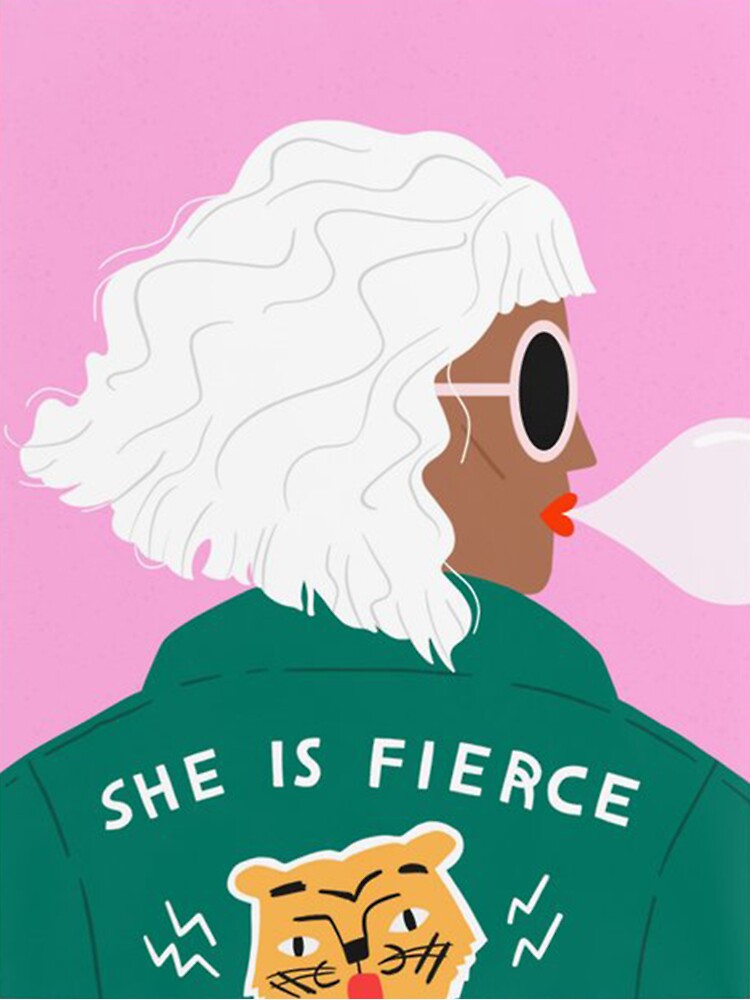 "She is Fierce Pink and Green poster " Sticker by mamouyhosi | Redbubble