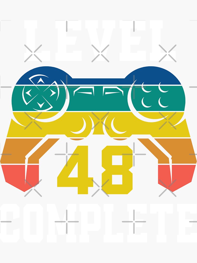"Level 48 Complete, Retro Video Gamer 48th Birthday" Sticker by Fabvity ...