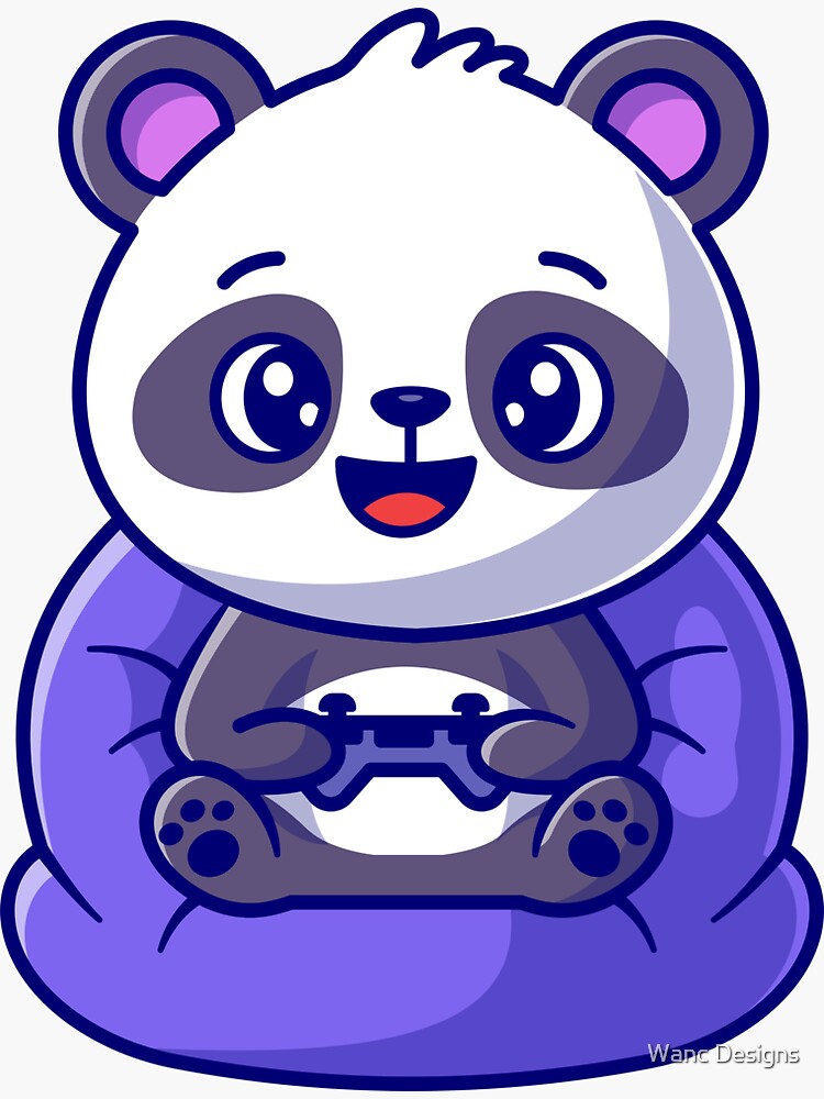"Cute Game Controller - Panda with Console illustration" Sticker by ...