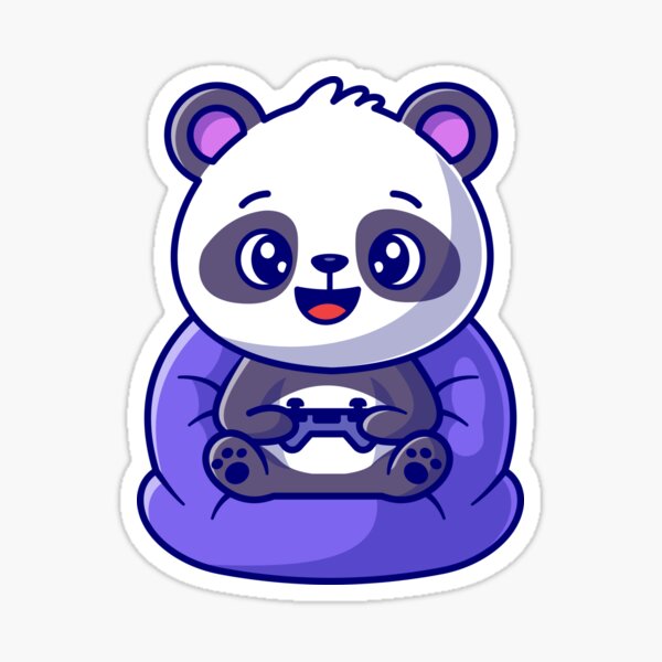 "Cute Game Controller - Panda with Console illustration" Sticker by ...