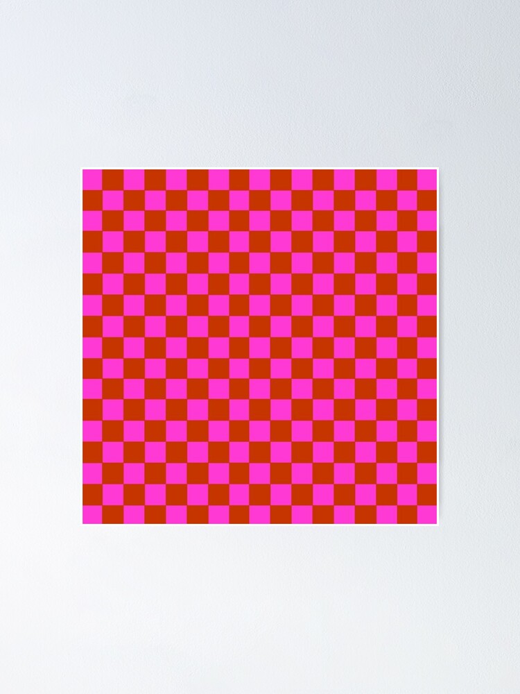 "Hot Neon Pink and Dark Scarlet Red Checkerboard Square Pattern ...