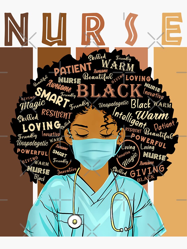 "Melanin Nurse African American Black RN ICU CNA Afro Women" Sticker by ...