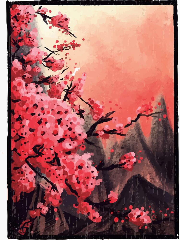 "japanese flower" Sticker by zaher97 | Redbubble