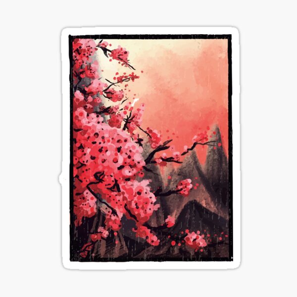 "japanese flower" Sticker by zaher97 | Redbubble
