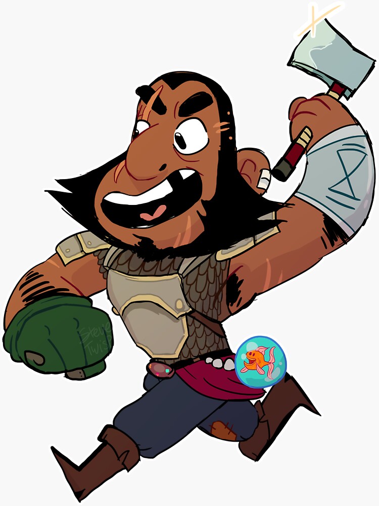 "tiny magnus rushes in !!" Sticker for Sale by stevetwisp | Redbubble