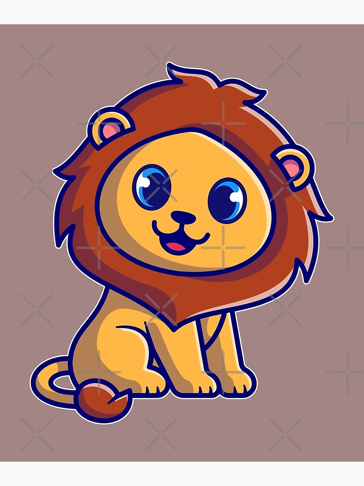 "Kawaii Cute Lion" Poster for Sale by LittleArij | Redbubble