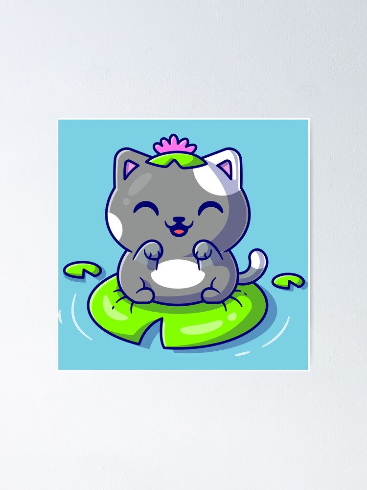 "Cute Cat Frog on Leaf - Cute green happy smiling animal lover cat ...