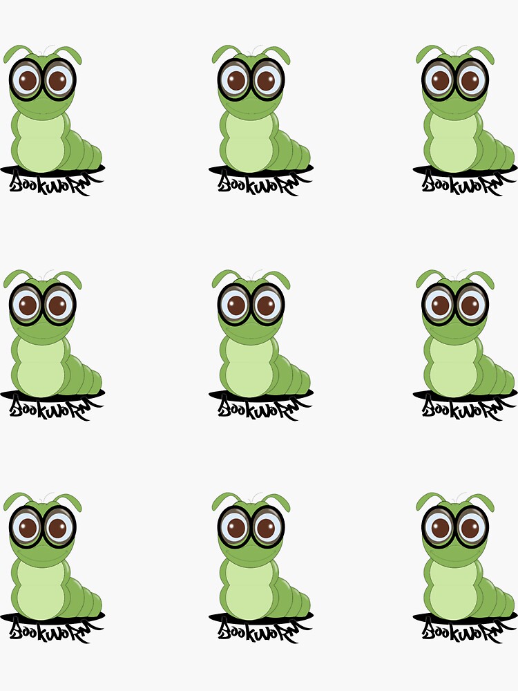 "Cute Bookworm Insect Illustration Art" Sticker by charlesoliverdz ...