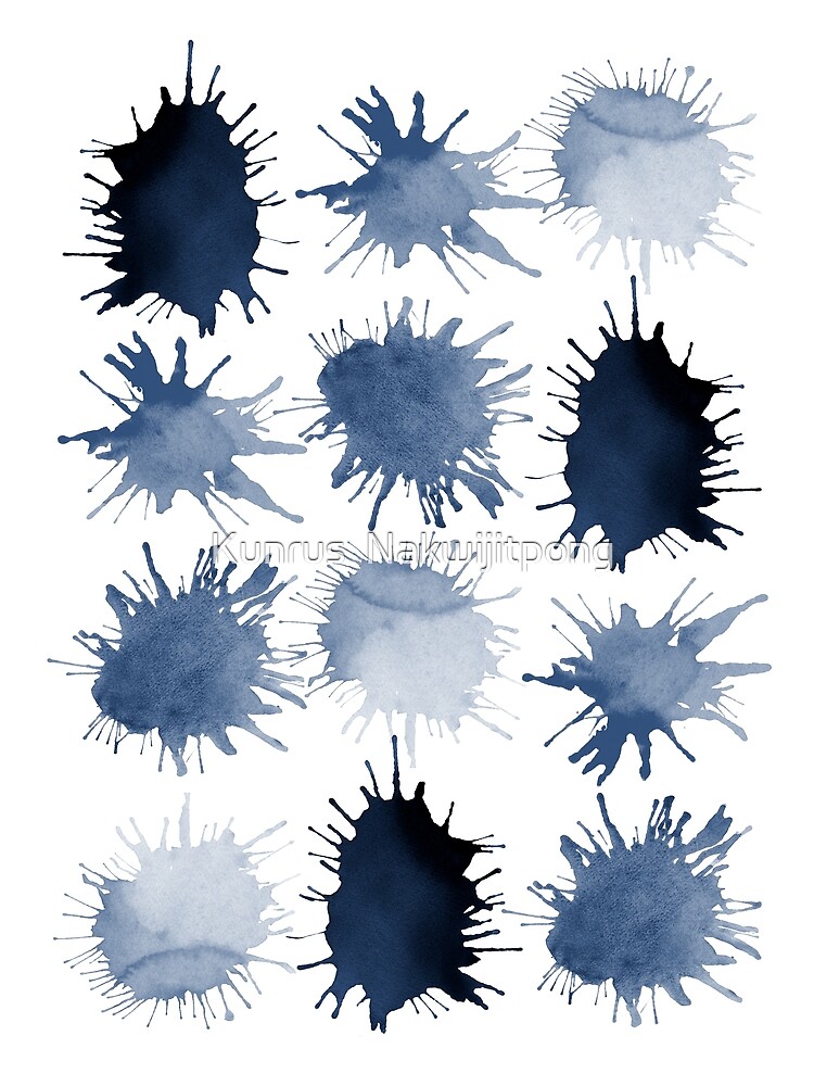 "Indigo Blue Watercolor Splatter Splotches Ink" Photographic Print for ...