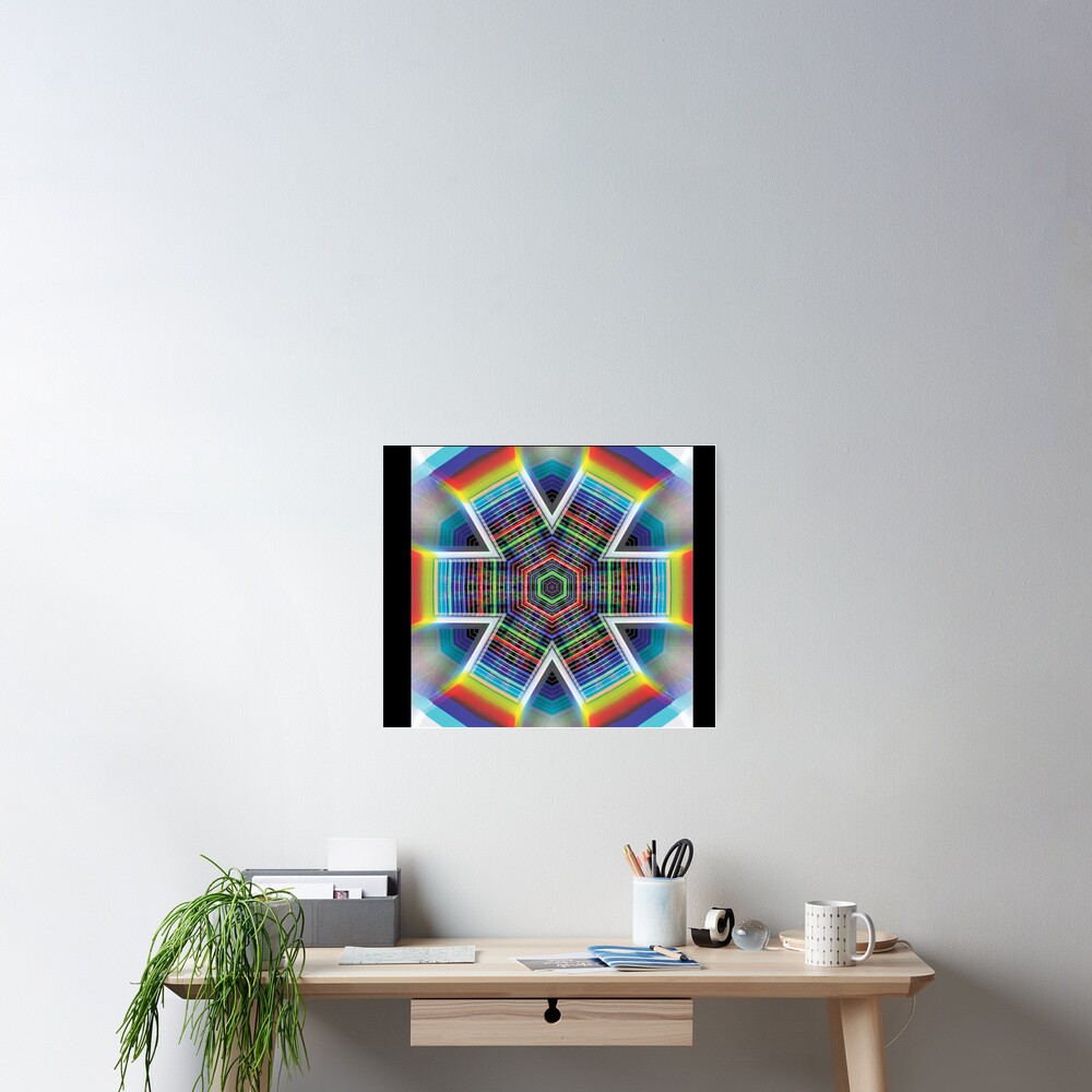 "Optical illusion Hexagon Cube Glitch Trippy Psychedelic Art" Poster ...