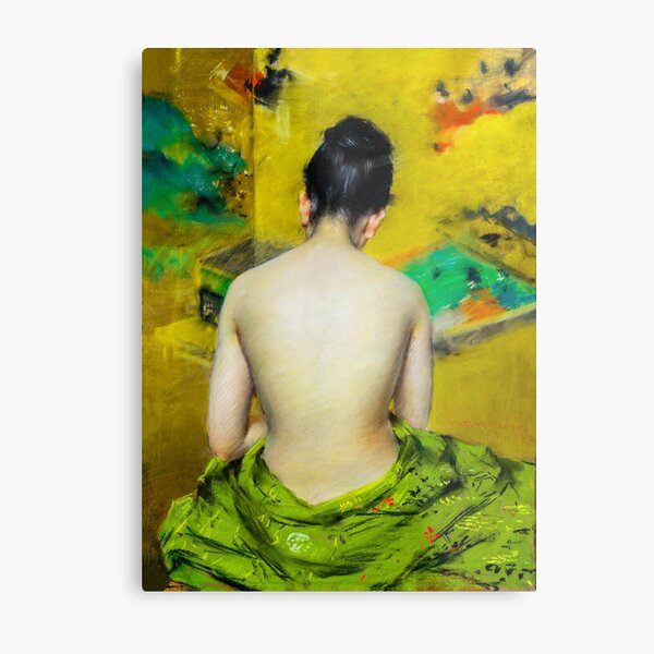 Naked Japanese Woman Posing Sensually With A Kimono Japanese Art