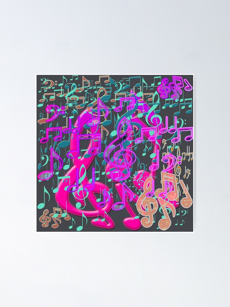 "Music Musical Notes FUNKY Blue Cyber Mid Mod Retro Vintage Old School ...