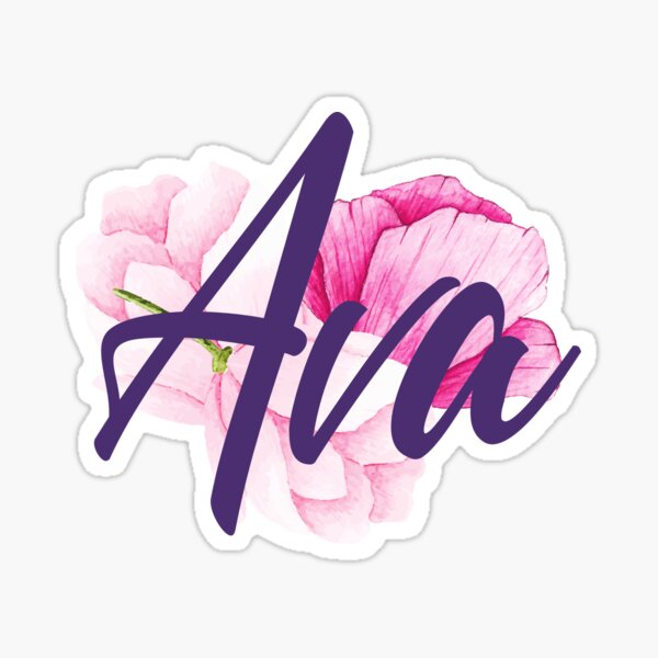 "Ava - a Female Graphic Name with Hand-Painted Watercolor Flowers with ...