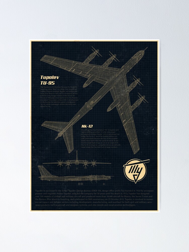 "Tupolev TU-95 Bear Vintage Aviation Blueprint" Poster for Sale by ...