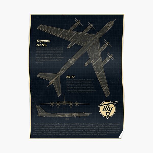 "Tupolev TU-95 Bear Vintage Aviation Blueprint" Poster for Sale by ...