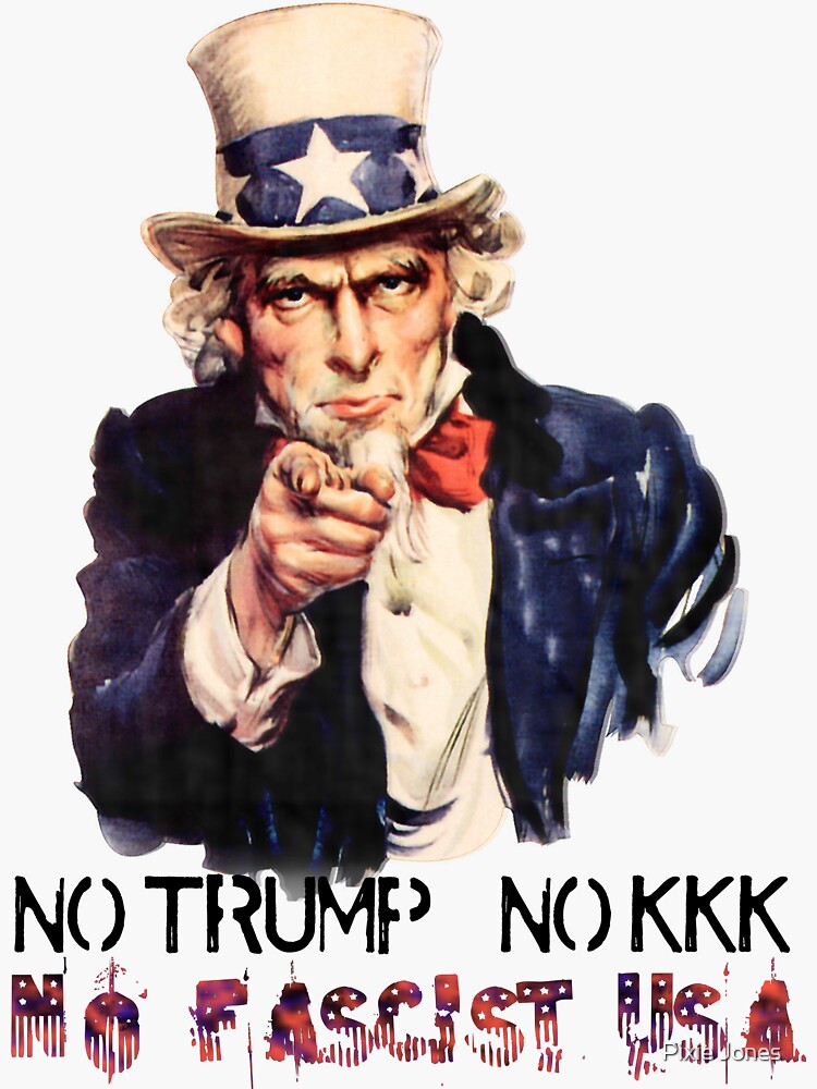 "No Trump, No KKK, No Fascist USA" Sticker for Sale by prolificpixie ...