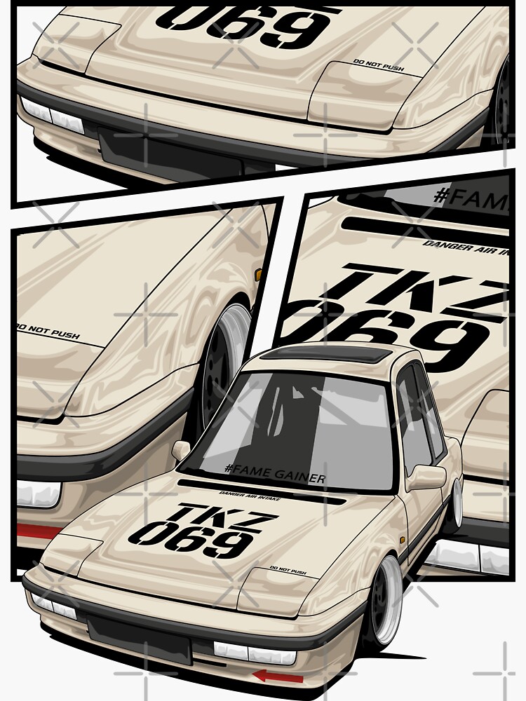 "Honda Prelude III 3 Gen Stance Static Camber Classic" Sticker by dygus ...