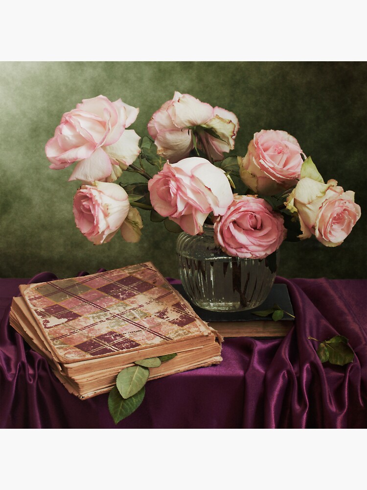 "Wilting Roses in Vase" Sticker by nikoart001 | Redbubble