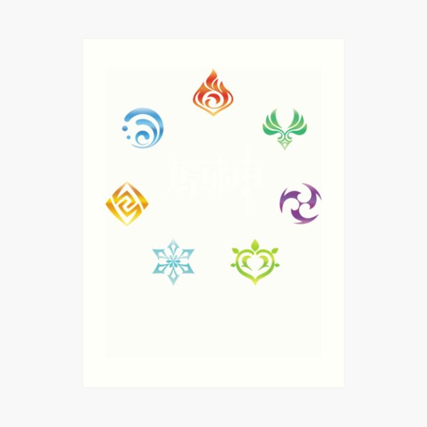 "Genshin Impact Elements with Chinese Logo (White) Classic T-Shirt" Art ...