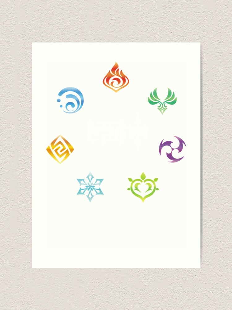 "Genshin Impact Elements with Chinese Logo (White) Classic T-Shirt" Art ...