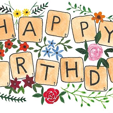 "Scrabble Happy Birthday" Greeting Card for Sale by BadgerArt | Redbubble