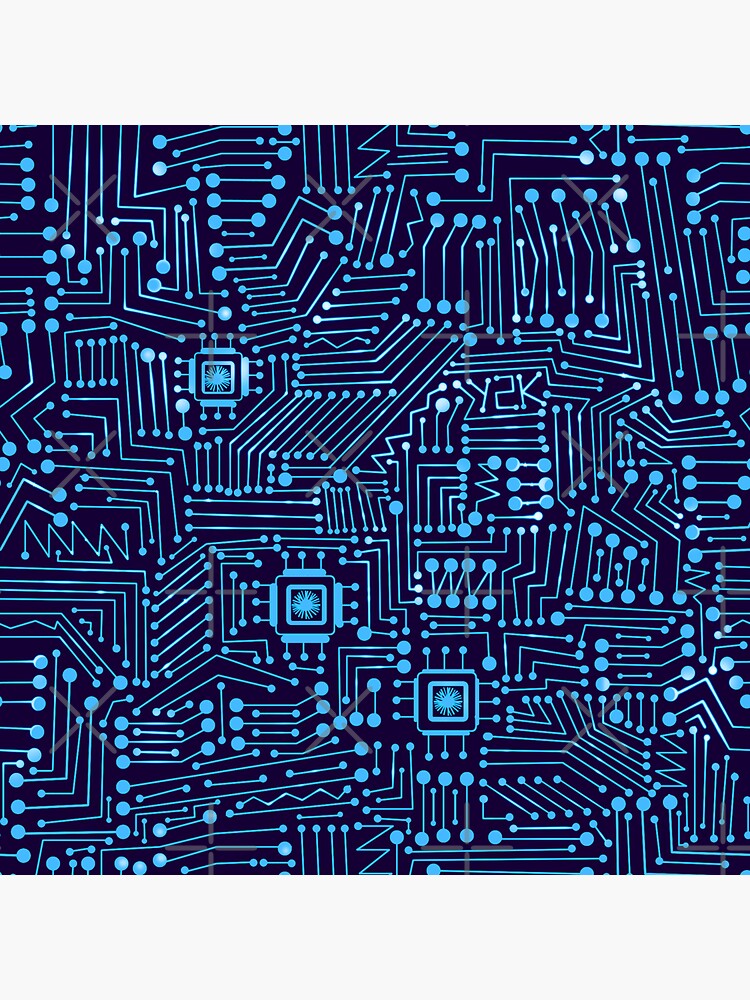 "Y2K Electric Blue Circuit Board Computer Virus" Sticker by mystikel ...