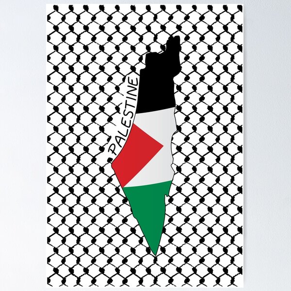 "Palestine Flag Map Palestinian Kufiya Hatta Traditional Keffiyeh ...