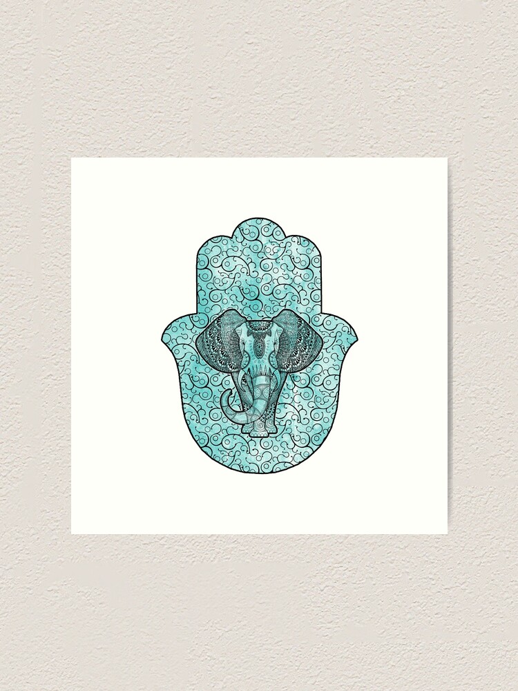 "Elephant Hamsa Hand - turquoise" Art Print for Sale by maryedenoa ...