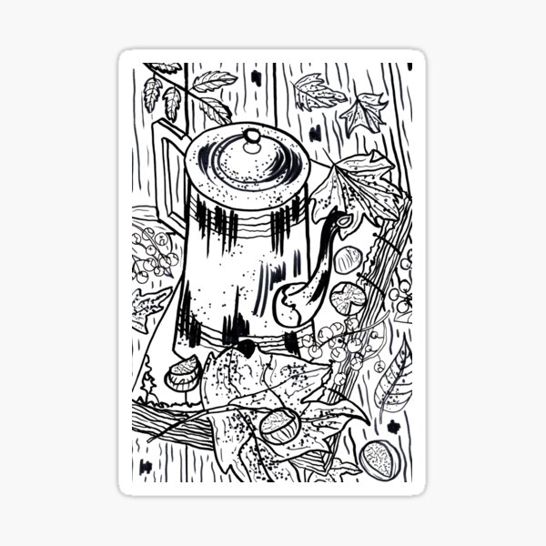 "Rustic coffee pot" Sticker by fairychamber | Redbubble
