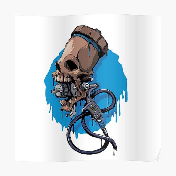 "Skull Spray Gun" Poster for Sale by AntoniosShop | Redbubble