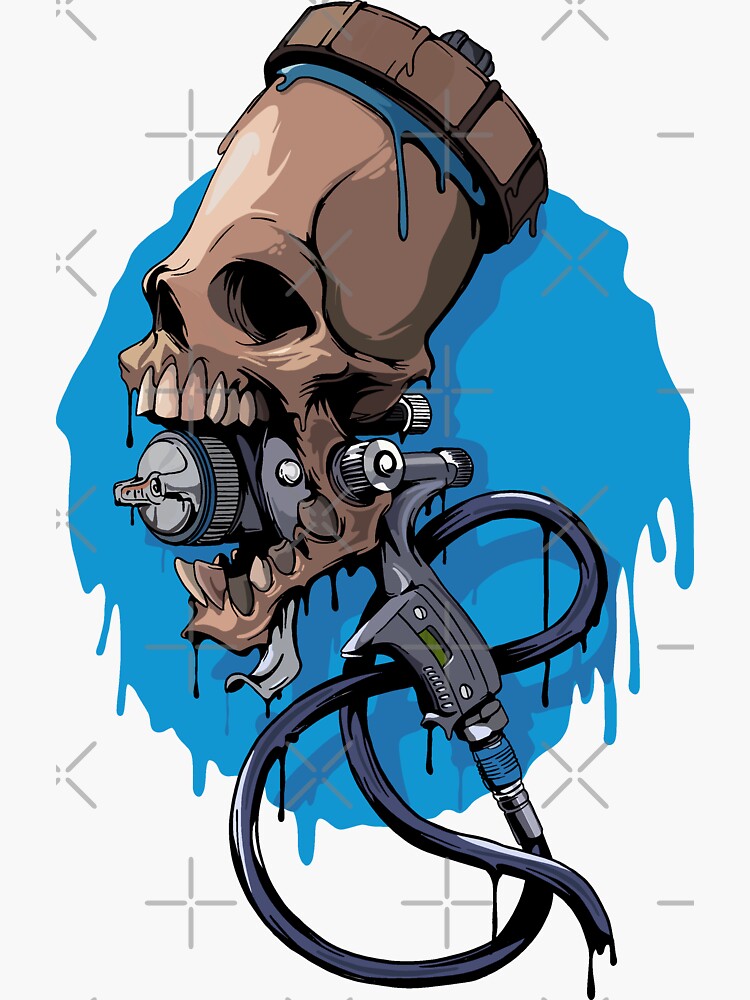 "Skull Spray Gun" Sticker for Sale by AntoniosShop | Redbubble