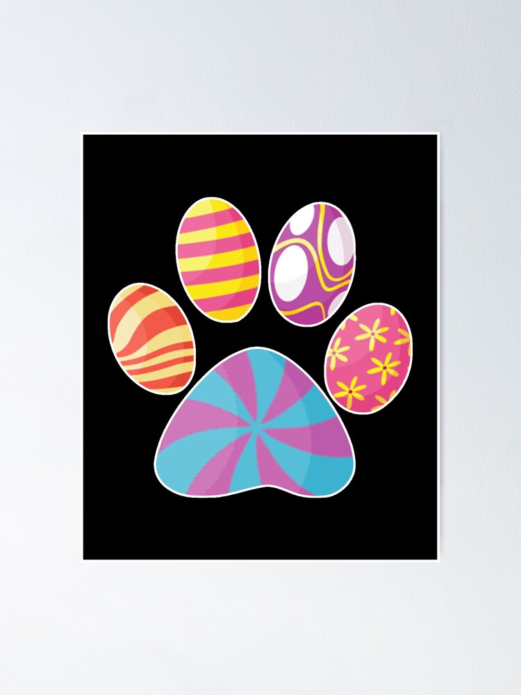 "Dog Paw Heart Prints | Colorful Eggs | Easter Paw | Funny Dog Cat ...