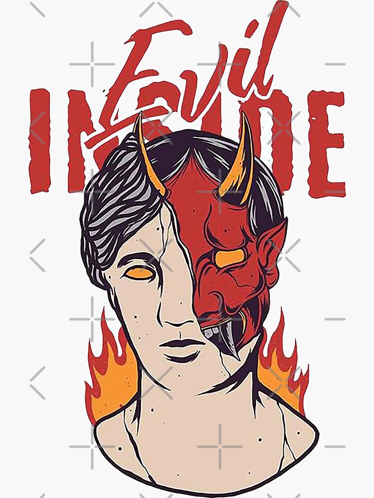 "Evil Inside" Sticker by danzartwoork | Redbubble