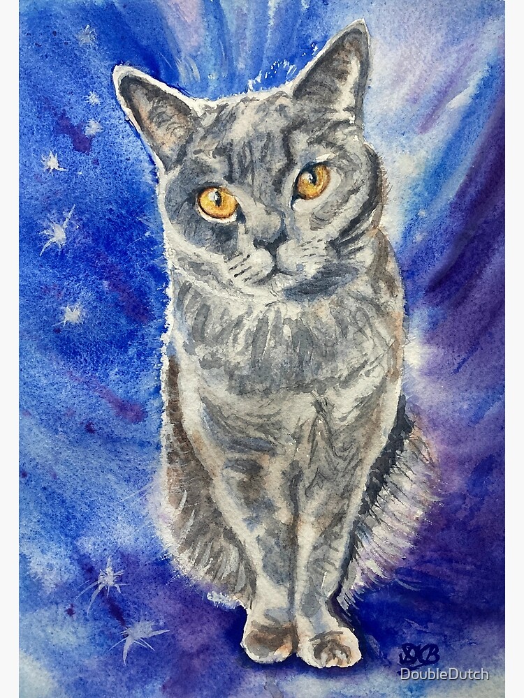 "Sapphire: Watercolour portrait of a British Blue Cat" Poster for Sale ...