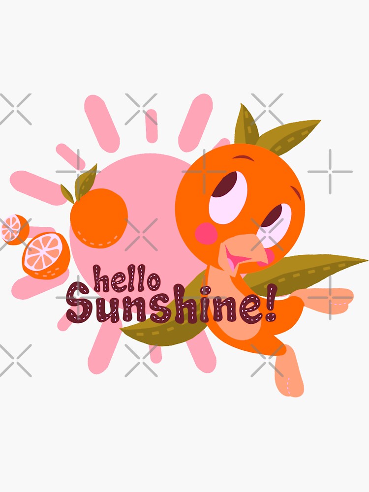 "Hello Sunshine! - Orange Bird (black background)" Sticker by ...