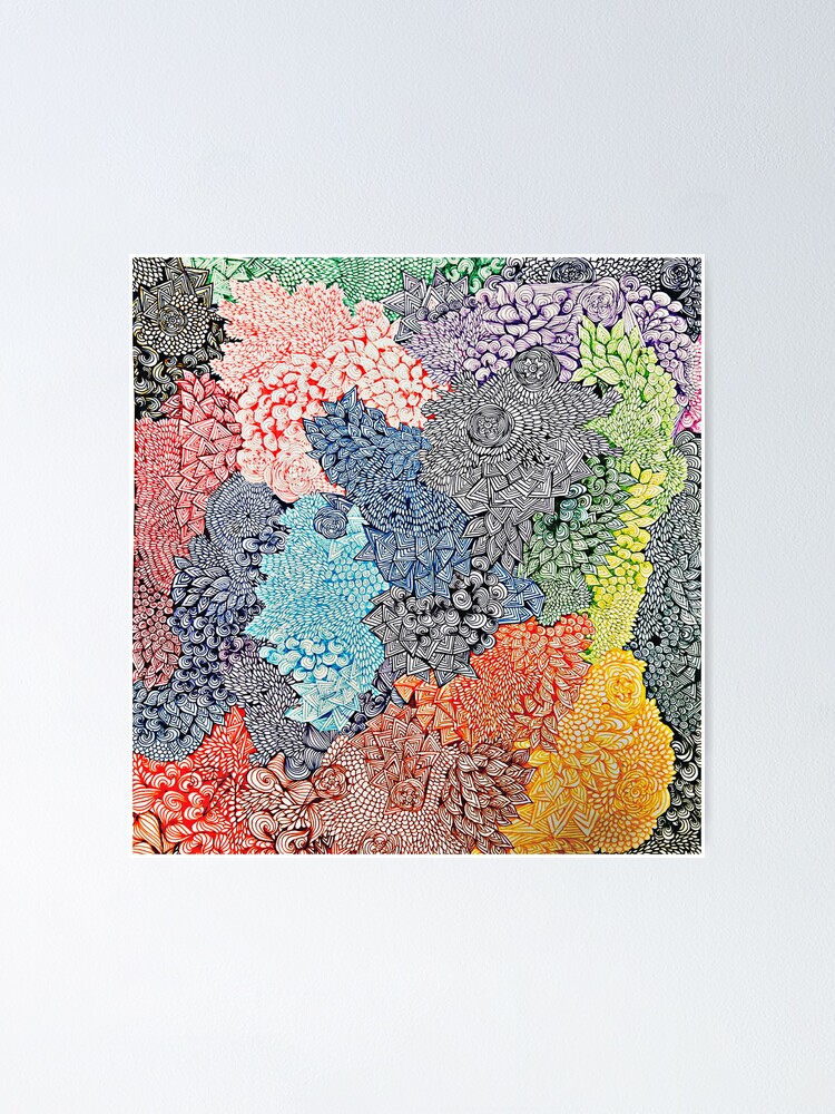 " Rainbow zen tangle " Poster for Sale by doctorC | Redbubble