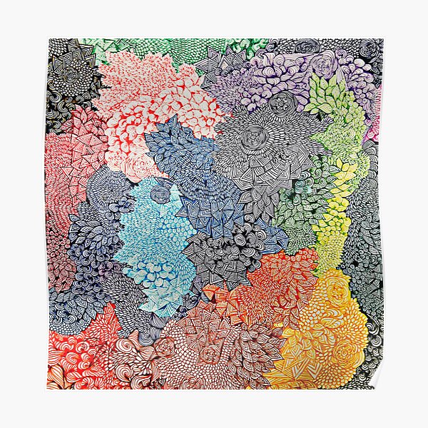 " Rainbow zen tangle " Poster for Sale by doctorC | Redbubble