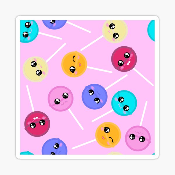 "Smiley lollipops on pink" Sticker by QuirkyCraftz | Redbubble