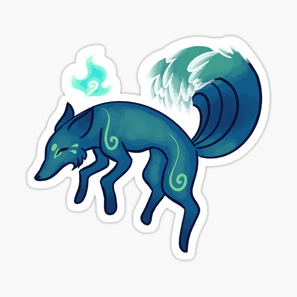 "Ocean Kitsune" Sticker for Sale by LordyIrony | Redbubble