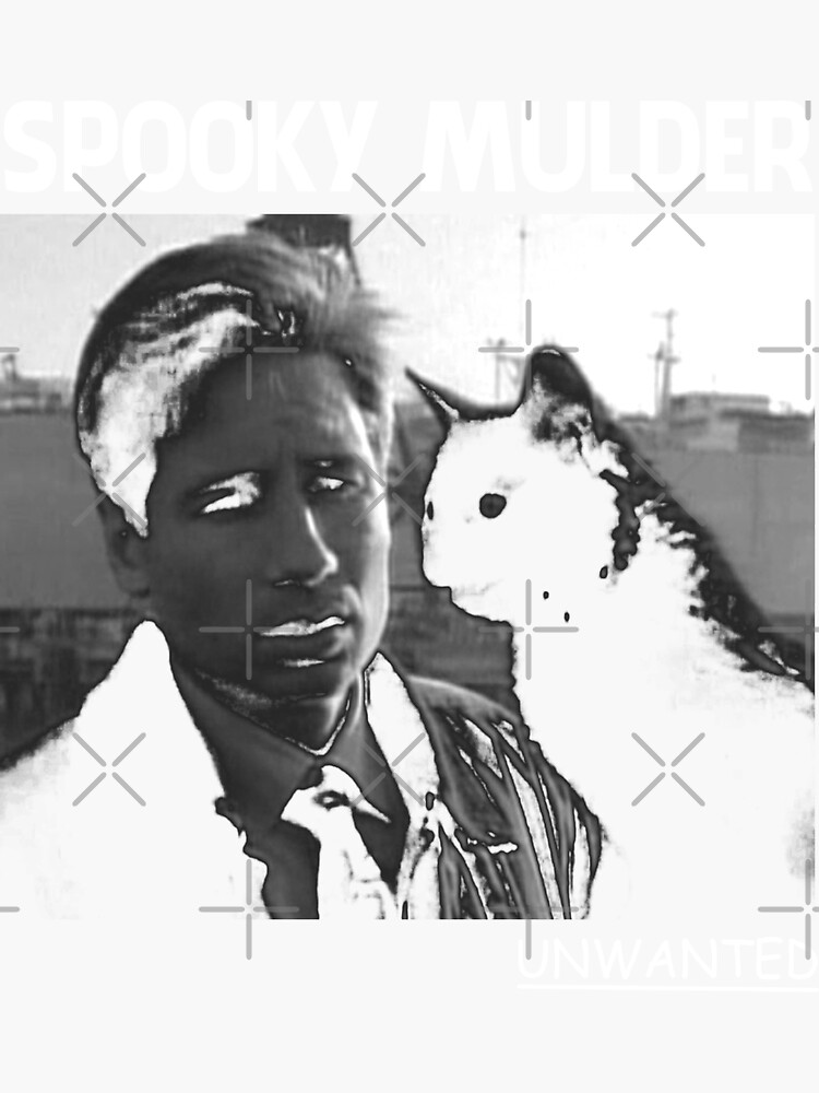 "Spooky mulder man and black cat poster" Sticker by ViniGomes6640 ...