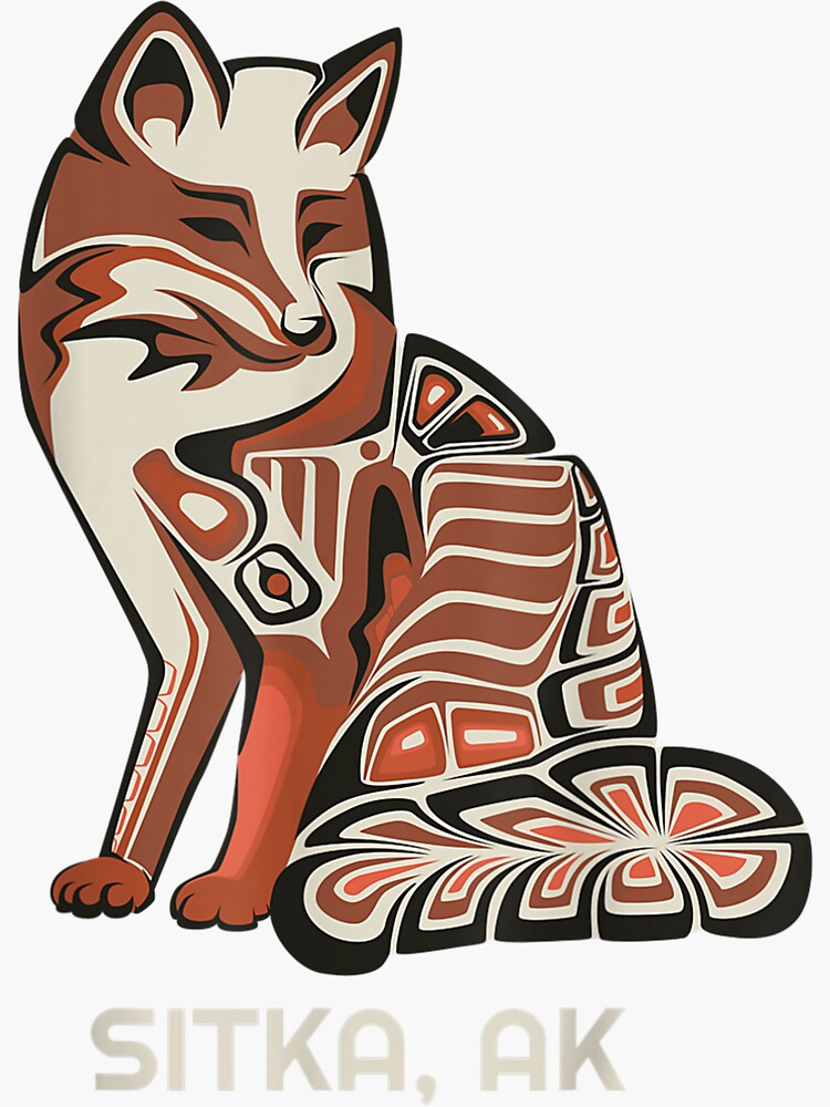 "Tribal Fox Sitka" Sticker by terrellmbeang | Redbubble