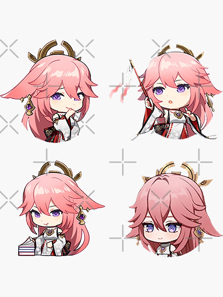 Pegatina «Chibi Yae Miko - Impacto de Genshin» de persephonexx | Redbubble