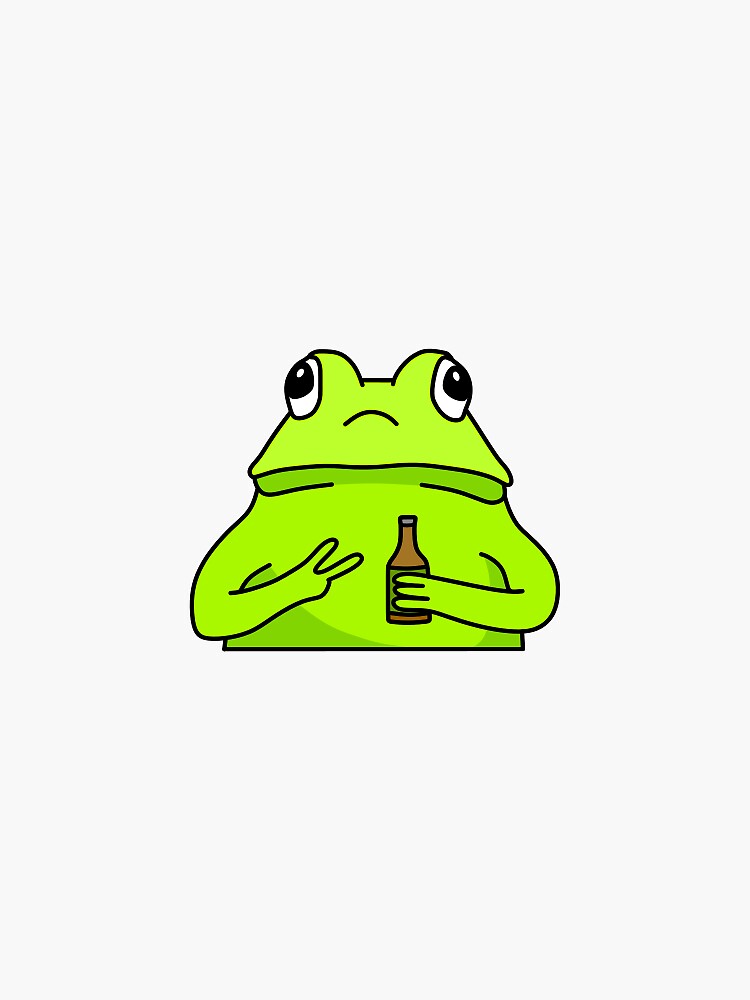 "Small Cool Frog Dude With Bottle" Sticker for Sale by unclehamby ...