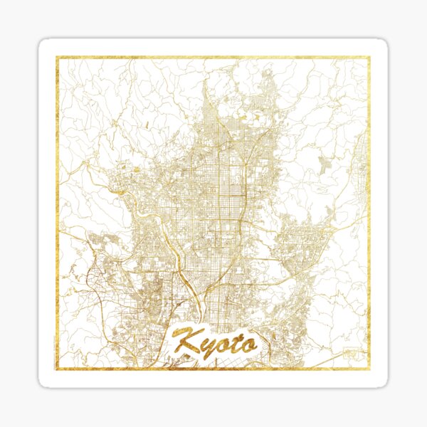 "Kyoto Map Gold" Sticker for Sale by HubertRoguski | Redbubble