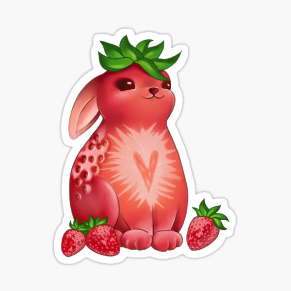 "Strawberry bunny" Sticker for Sale by Jellyart60 | Redbubble