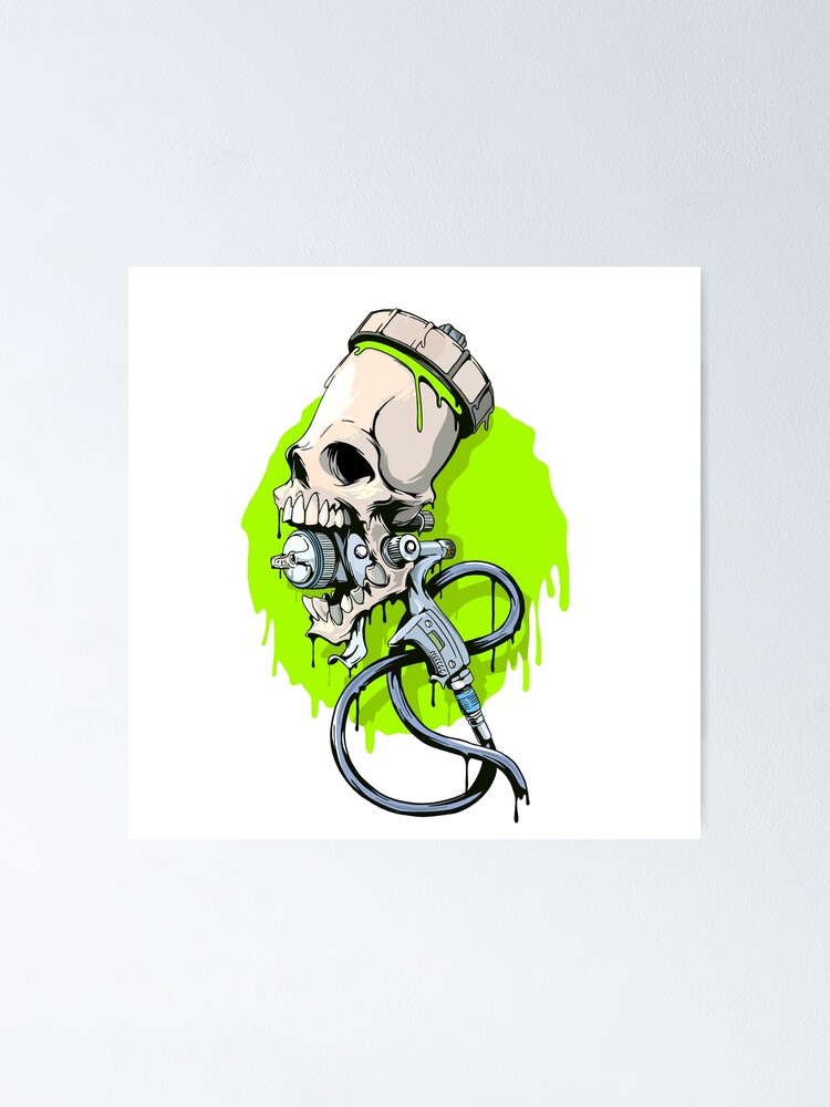 "Spray Gun Skull" Poster for Sale by AntoniosShop | Redbubble
