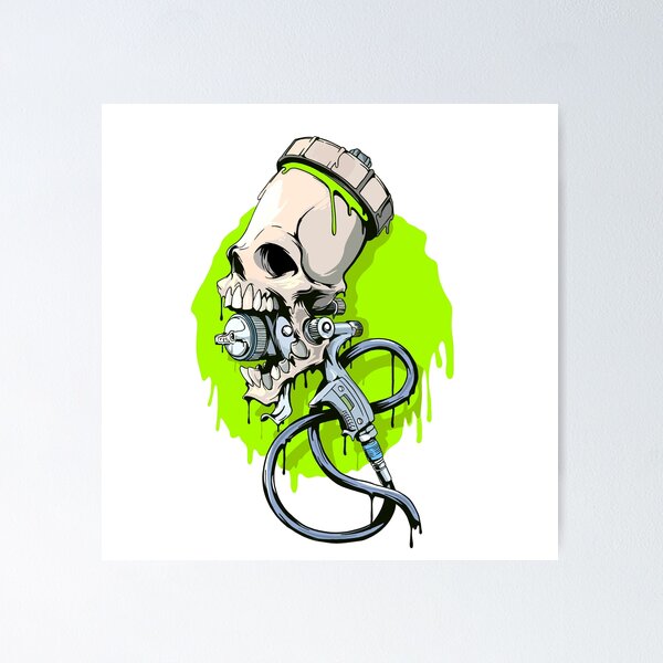 "Spray Gun Skull" Poster for Sale by AntoniosShop | Redbubble