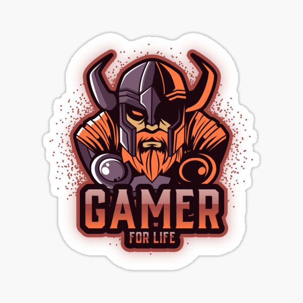 "Gamer for Life with Thunder Nordic God" Sticker by PRIVARSHU | Redbubble