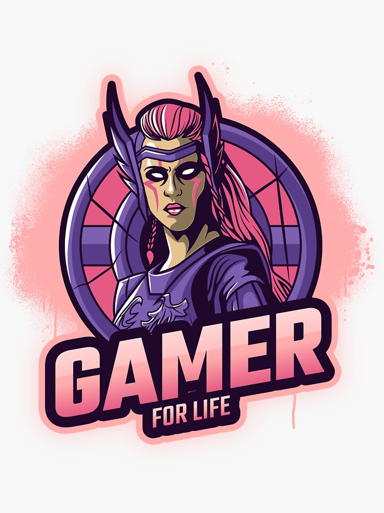 "Gamer for Life with Deadly Goddess" Sticker by PRIVARSHU | Redbubble