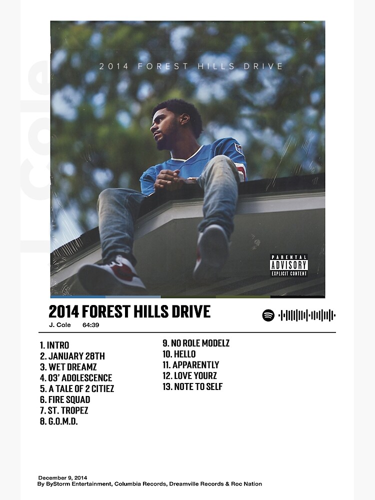 "J.Cole Poster | 2014 Forest Hills Drive Album Poster| Rap Poster ...